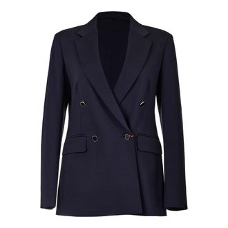 Max Mara Femme, Vestes, Bleu, Taille: 44 FR Blazer en jersey double boutonnage Milano-knit