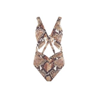 Roberto Cavalli Python Print One-Piece Swimsuit - - Swimwear - Damen - Braun - L