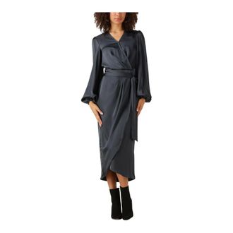 Notre-V Dunkelgraues Wickelkleid - - Dresses - Damen - Schwarzk - S