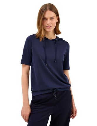 Cecil Damen 3227478 Piqu&eacute;e Hoodie Shirt, urban Dark Blue, XX-Large