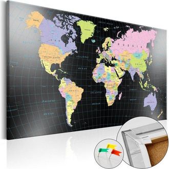 Paris Prix Paris Prix - Tableau en Liège Carte du Monde - Humans Kingdom 40 x 60 cm