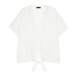 Fiorella Rubino Bluse aus Lochstickerei mit Knotendetail - - Blouses & Shirts - Damen - Wei&szlig; - XL