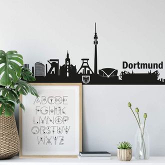 Wall-Art selbstklebendes Wandtattoo Dortmund Skyline Wandsticker selbstklebend Fu&szlig;ballstadion Wandposter 90cm