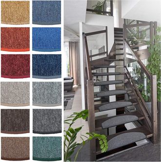 Heimtexland 5 Stück Stufenmatten Treppenschoner 5er Pack Stufenteppiche Treppen Stufen Teppich Hellgrau Typ629