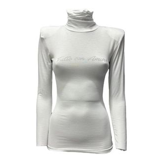 Giulia N Couture Off-White Rollkragenpullover - - Tops - Damen - Wei&szlig; - 2XS