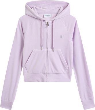 Juicy Couture Damen Madison Hoodie Kapuzensweatjacke, Sweatjacke mit Kapuze und Reißverschluss aus Velour Kapuzenpullover, Pastel Lilac, 38