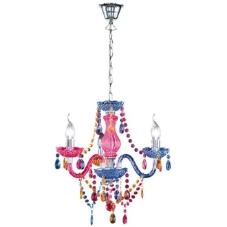 Trio Lustre baroque, Lustre baroque 3 Lampes Multicolore en Acrylique