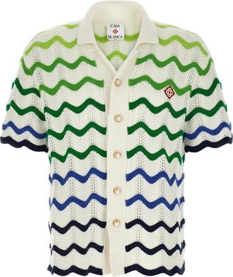 Casablanca Homme, Chemises, Multicolore, Taille: XL Chemise Crochet Vague D&eacute;grad&eacute;e