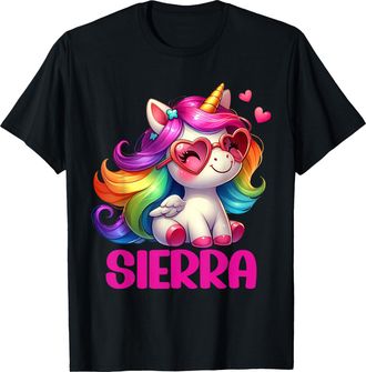 BDAZ Sierra personalisierter Name, buntes Einhorn f&uuml;r Damen und M&auml;dchen T-Shirt