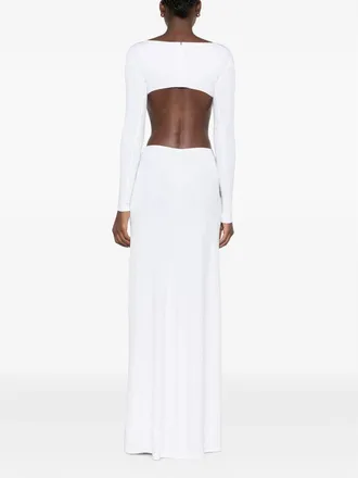 Elisabetta Franchi Ruched Cut-Out Evening Dress - White