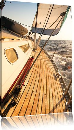 Pixxprint Segelboot im Meer, Größe: 100x70cm, Leinwandbild, fertig gespannt, Wandbild, Dekoration, Kunstdruck, kein Poster
