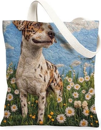 Generic Spring Catahoula Sac fourre-tout en toile r&eacute;utilisable pour le shopping Motif l&eacute;opard 33 x 38 cm
