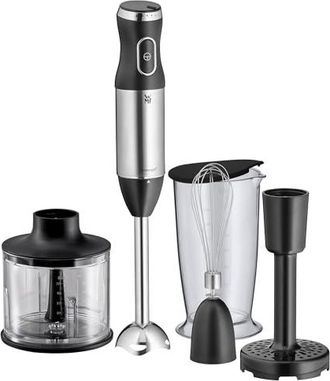 WMF Kult X Stabmixer Set 5-teilig, Pürierstab, Schneebesen, Stampfer, Zerkleinerer, 600 Watt, Zauberstab inkl. 700ml Mixbehälter, edelstahl matt