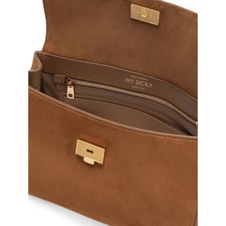 Dolce & Gabbana Calfskin Leather Top Handle Bag - Brown