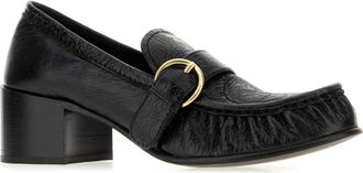 Miu Miu Calf Leather with Fur Trim Loafer - Black