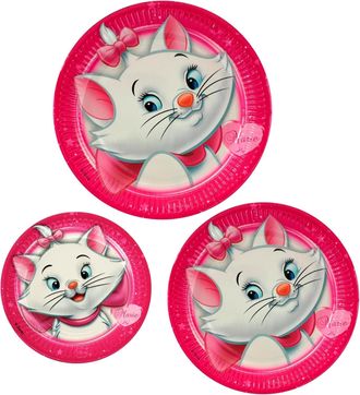 Disney Marie Aristocats 24 Pappteller (8 x 23 cm + 8 x 20 cm + 8 x 16 cm) f&uuml;r Geburtstagsfeiern und Partys