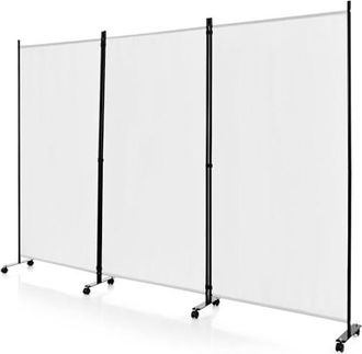 Giantex Paravent de séparation intérieur sur roulettes - 3 pièces - 262 x 180 cm - Paravent Pliable - Mur Espagnol autoportant avec Pieds Larges - Cloison en 