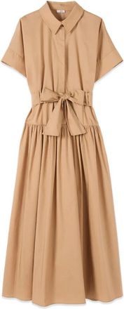 Oltre Femme, Robes, Beige, Taille: 40 FR Robe-chemise en popeline avec ceinture &agrave; nouer