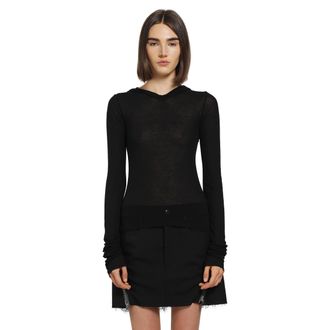 Rick Owens Cropped Hooded Rib LS T
