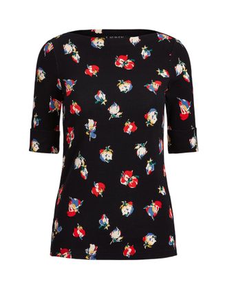 Ralph Lauren FLORAL-PRINT BOATNECK TOP