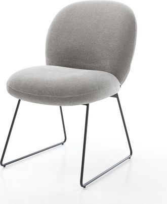 DELIFE Esszimmerstuhl Nube-Flex Strukturstoff Soft Grau Kufengestell Schwarz Taschenfederkern, Esszimmerst&uuml;hle