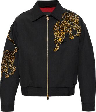 Versace veste zippée à imprimé animalier - Noir