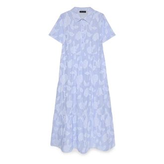 Fiorella Rubino Langes Hemdblusenkleid aus Baumwoll-Jacquard - - Dresses - Damen - Blau - 2XL
