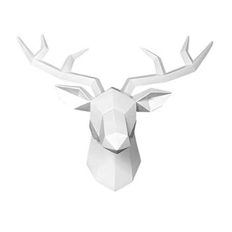 Baoblaze Statue Antlers d&eacute;coration moderne Mur Art Statue &agrave; Statue pour Cabinet Bureau Ferme, BLANC