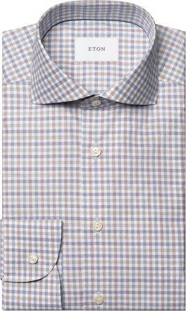 Eton Twill-Hemd mit Kleinkaromuster, Contemporary in