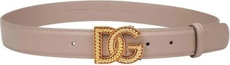 Dolce & Gabbana G&uuml;rtel - Taupe Plonge Leather Belt - Gr. 80 - in Rosa - f&uuml;r Damen