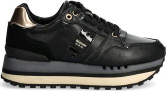 Blauer baskets à empiècements - Noir