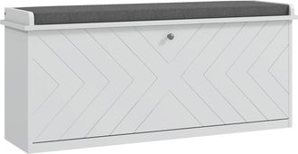 HOMCOM Schuhbank, Eingangsbank mit Flip-Schublade, verstellbarem Regal und Sitzkissen f&uuml;r den Flur, bietet Platz f&uuml;r 10 Paar Schuhe, wei&szlig;