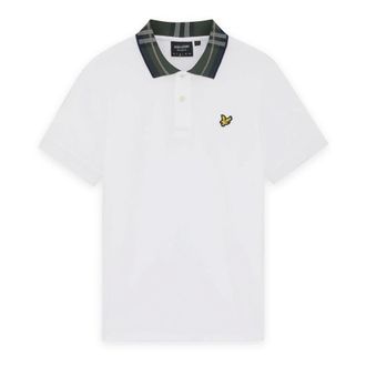 Lyle & Scott Homme, Tops, Blanc, Taille: 2XL Polo &agrave; Col Tartan