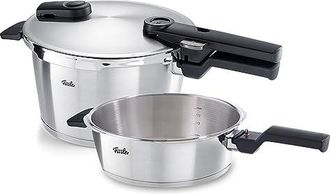 FISSLER Vitaquick Premium/Schnellkochtopf-Set, 2-teilig Ø 22 cm (1 Schnellkochtopf 4,5 L, 1 Schnellbratpfanne 2,5 L) - Induktion