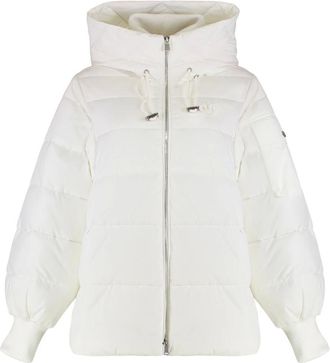 Pinko Pinko, Femme, Vestes, Blanc, Taille: 42 FR Crusca Veste Courte &agrave; Capuche en Duvet