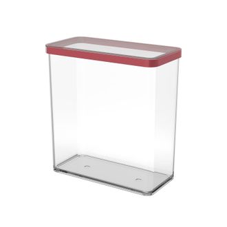 Rotho Loft rechteckige Vorratsdose 3,2l mit Deckel und Dichtung, Kunststoff (SAN) BPA-frei, transparent/rot, 3,2l (20,0 x 10,0 x 21,4 cm)
