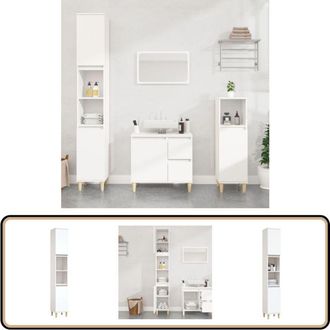 vidaXL Vidaxl - Armoire de salle de bain blanc 30x30x190 cm bois ding&eacute;nierie - Meuble De Salle De Bain - Armoire De Salle De Bain - Rangement Salle De Bain