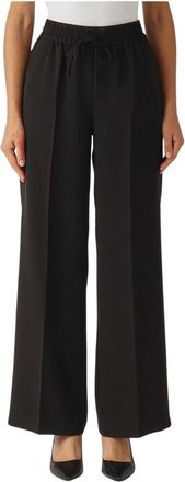 Twinset Femme, Pantalons, Noir, Taille: 36 FR Pantalon Large en Cr&ecirc;pe avec Cordon de Serrage