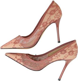 Generic YUJIEBB Escarpins sexy en maille &agrave; fleurs noires pour femmes, chaussures de f&ecirc;te &agrave; la mode pointues, chaussures &agrave; talons hauts minces, chaussures de b