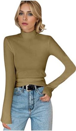 Generic sous Pull Femme Haut Thermique Femme sous Pull Thermique Femme Doux Glamour Robe T Shirt Ample Col Haut Manches Longues Tenue Casual Printemps Automne