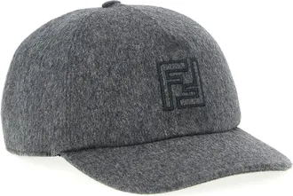Fendi FE321210BM Wool and Cashmere Blend Baseball Cap - Gray