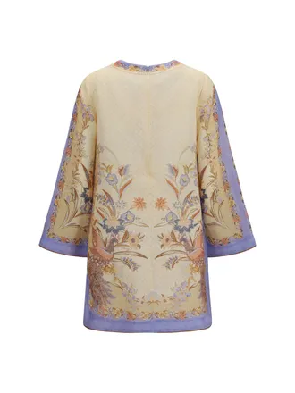 Zimmermann Womens Indra Floral Tunic Dress Biscuit Scarf Linen