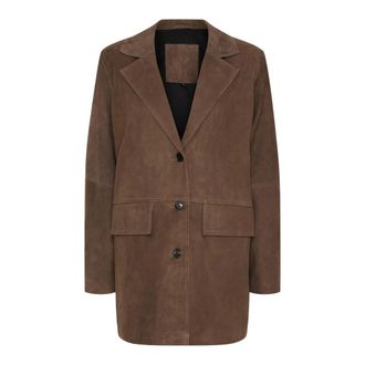 Notyz Wildleder-Blazer - - Jackets - Damen - Braun - 2XL