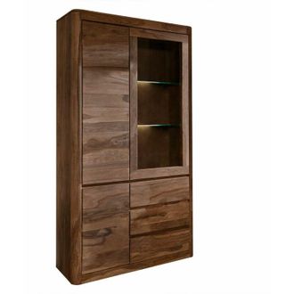 Massivmoebel24 Vitrine Sheesham 109x40x202 smoked cherry gebeizt toronto 111