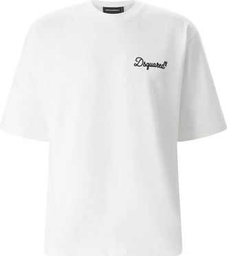 Dsquared2 Homme, Tops, Blanc, Taille: 3XL T-Shirt Signature Coupe Ample