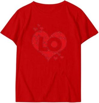 Generic T-shirt graphique &agrave; manches courtes pour la Saint-Valentin 2026 pour hommes et femmes, t-shirt tendance d&eacute;contract&eacute; pour jeunes, Rouge, XXL