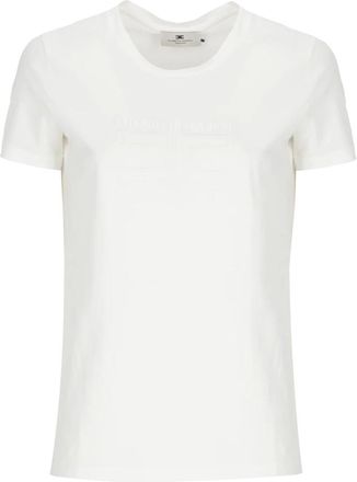 Elisabetta Franchi Femme, Tops, Blanc, Taille: 40 FR Logo T-Shirt