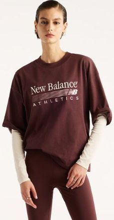 New Balance Damen Trackside Oversized T-Shirt in Braun, Baumwolljersey, Gr&ouml;&szlig;e 2XL