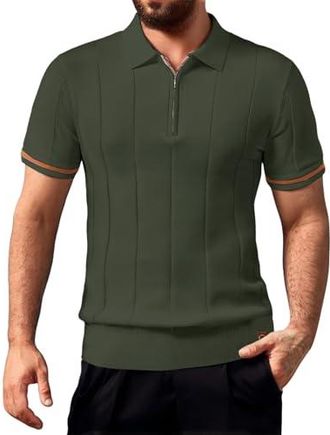Generic Polo l&eacute;ger et respirant pour homme, coupe classique, d&eacute;contract&eacute;, vintage, boutonn&eacute;, confortable, extensible, t-shirts dext&eacute;rieur, Vert, XXL