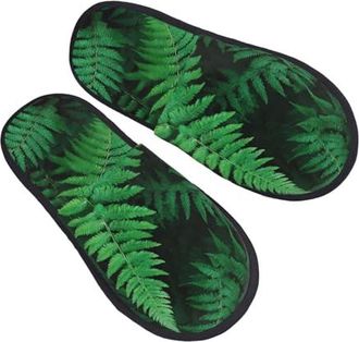 Generic Pantoufle Motif De Foug&egrave;re &Agrave; Feuilles Vertes Chausson Doux Chauds Chaussons Pour Ext&eacute;rieur Homme Chambre M